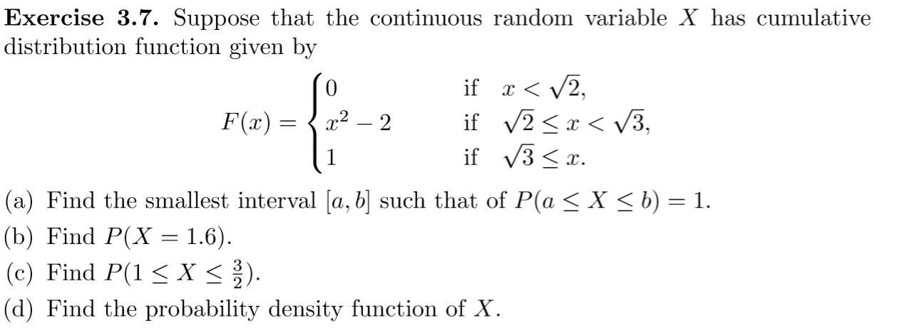 Solved 0 Exercise 37 Suppose That The Continuous Random 