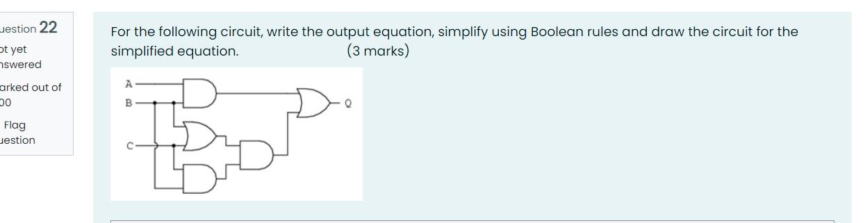 Solved estion 22 For the following circuit, write the output | Chegg.com