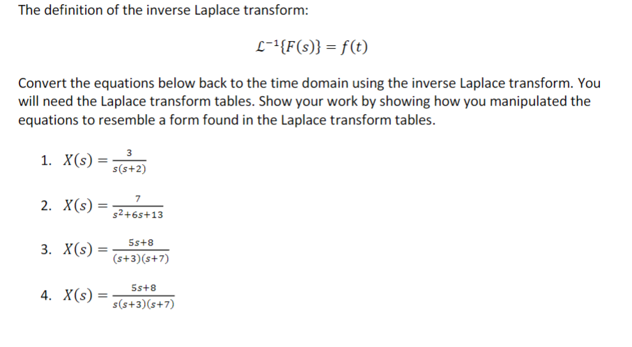 Solved The definition of the inverse Laplace transform: | Chegg.com