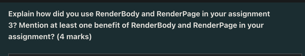 Solved Explain how did you use RenderBody and RenderPage in | Chegg.com