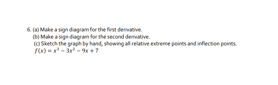 Solved 6. (a) Make a sign diagram for the first derivative. | Chegg.com