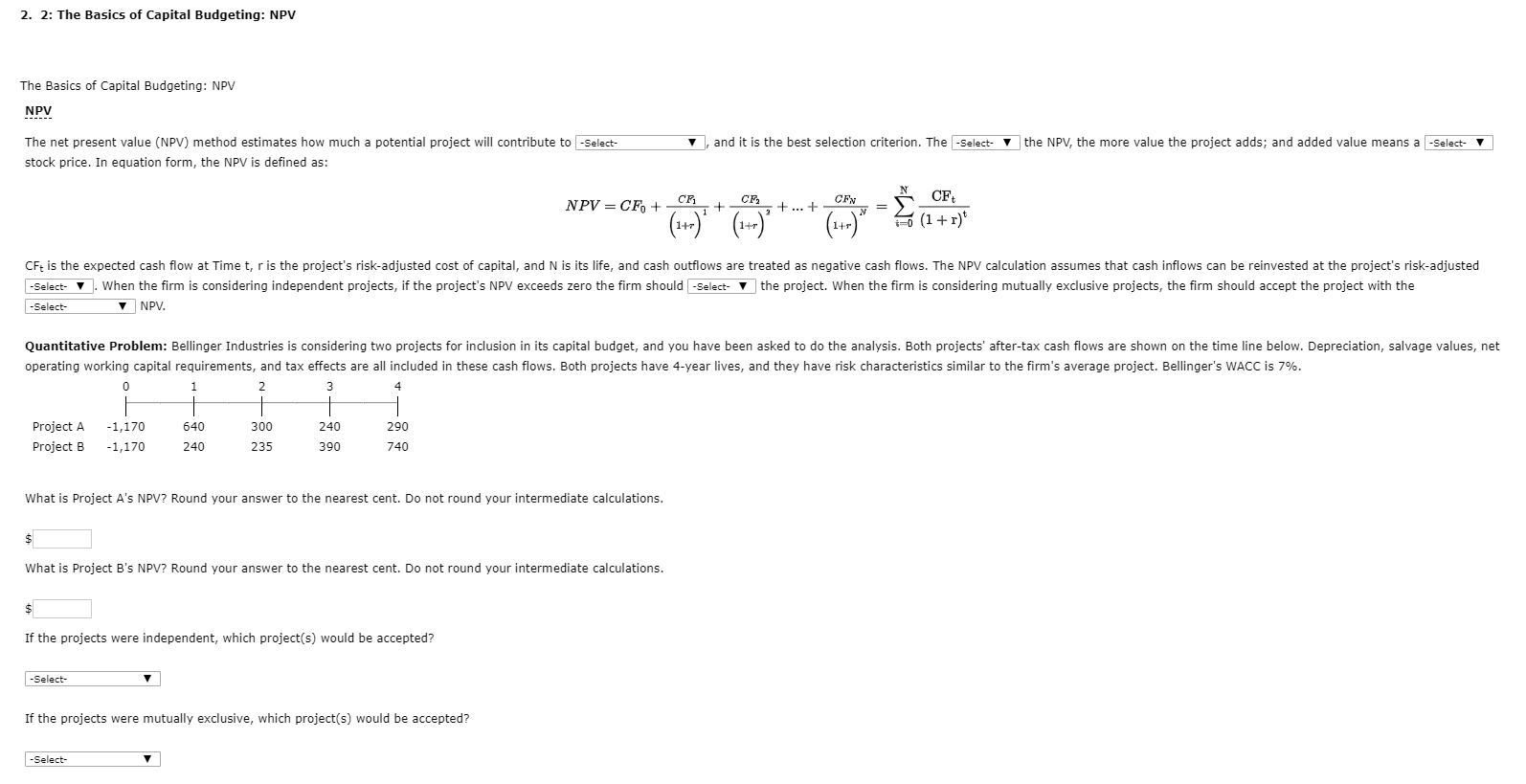 Solved 2 2 The Basics Of Capital Budgeting Npv The Basics Chegg