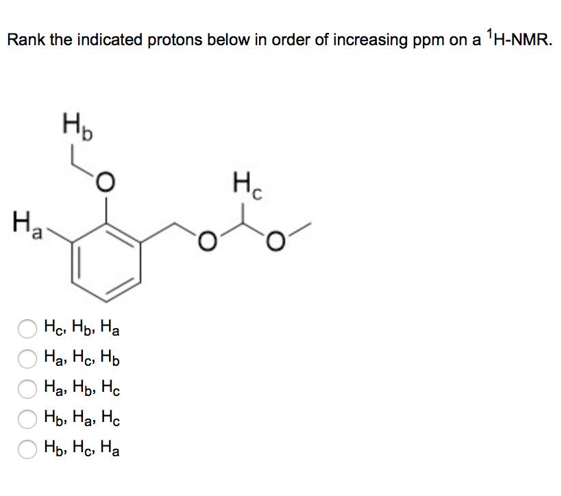 Solved Rank the indicated protons below in order of | Chegg.com