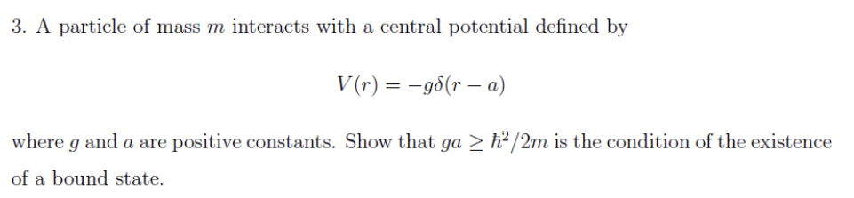 Solved 3. A particle of mass m interacts with a central | Chegg.com