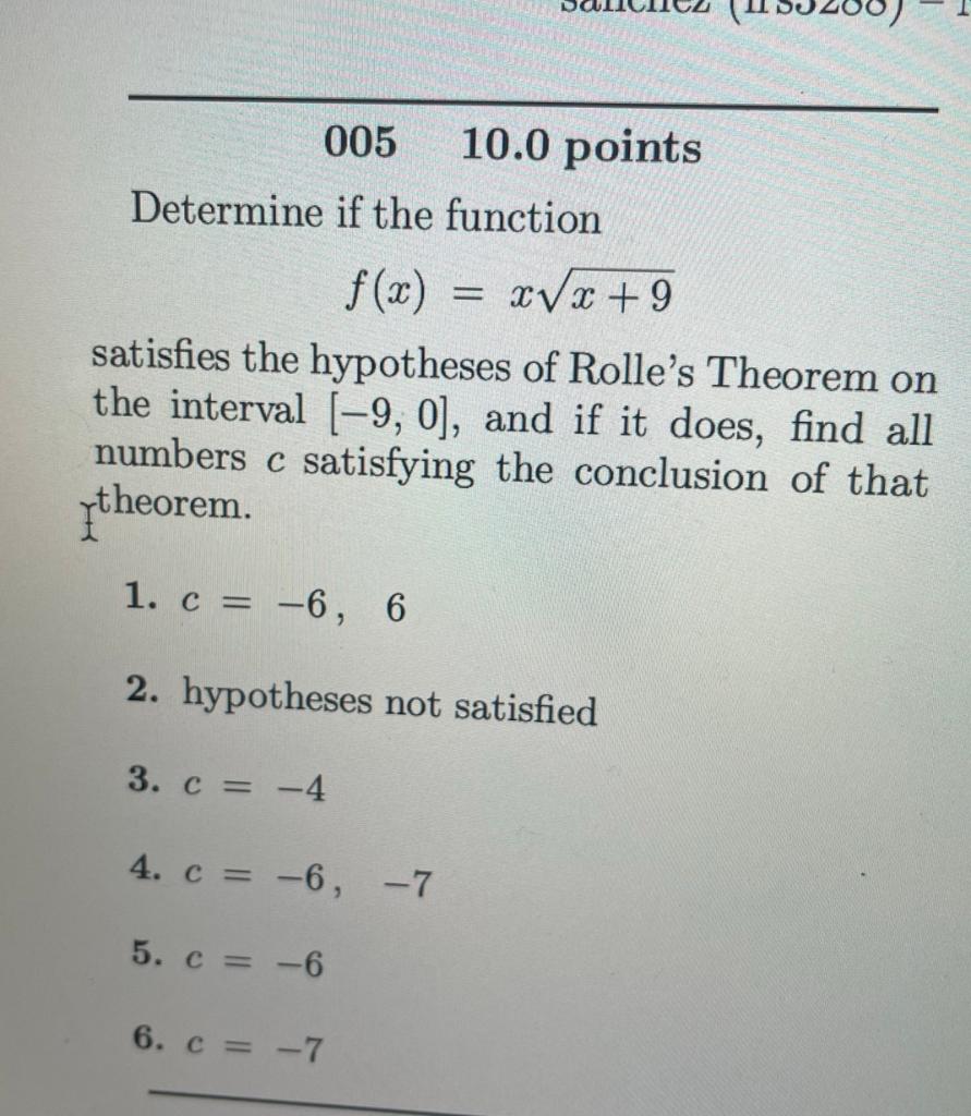 Solved 00510.0 points Determine if the function f(x)=xx+9 | Chegg.com