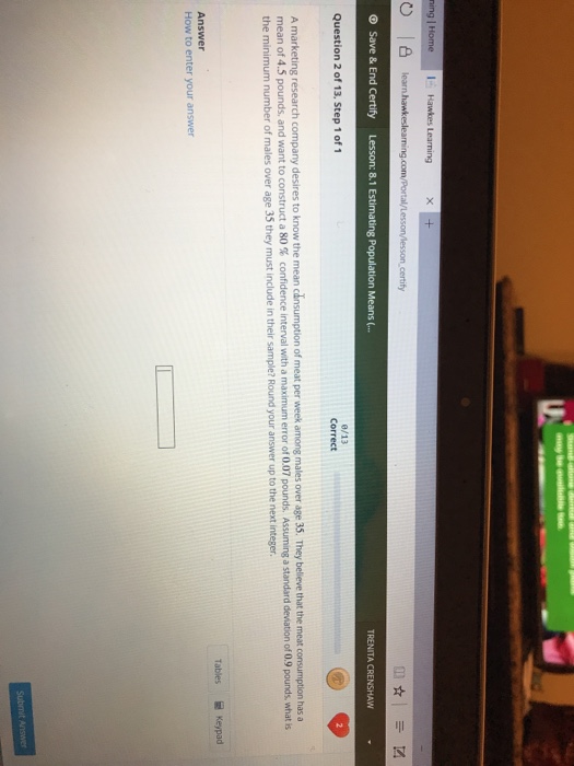 Solved Learning 凸 ® Save & End Certify Lesson: 8.1 | Chegg.com