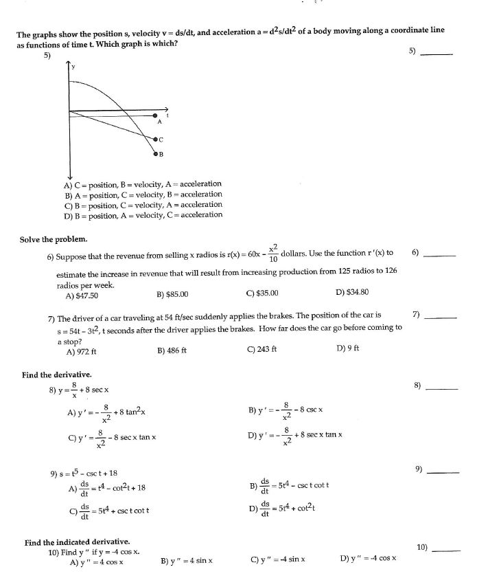 Solved The graphs show the position s, velocity v=ds/dt, and | Chegg.com