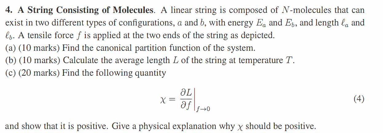 Solved 4. A String Consisting of Molecules. A linear string | Chegg.com