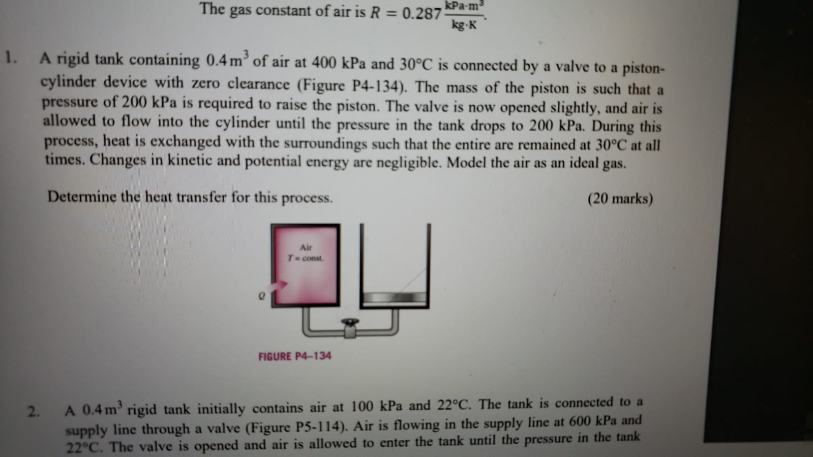 Solved The gas constant of air is R = 0.287 kPa.m kg K 1. A | Chegg.com
