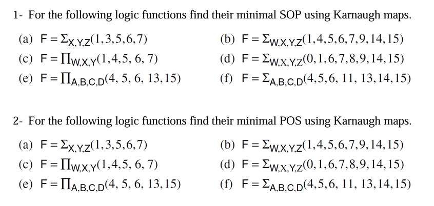 Solved 1- ﻿For the following logic functions find their | Chegg.com