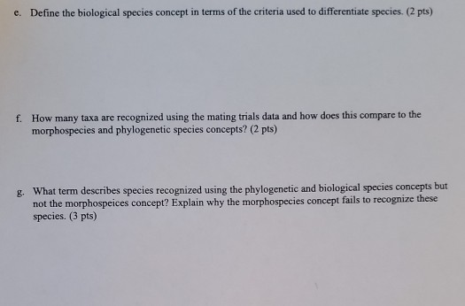 Solved 26. All three species concepts (morphospecies, | Chegg.com
