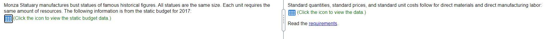 Solved Monza Statuary manufactures bust statues of famous | Chegg.com