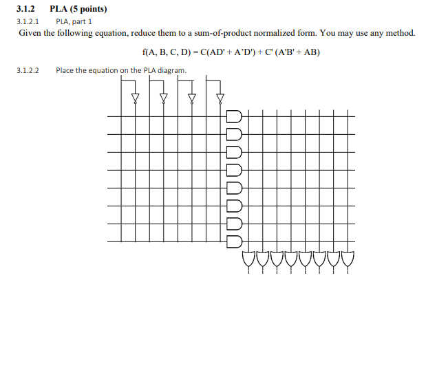 Solved 3.1.2 PLA (5 points) 3.1.2.1 PLA, part 1 Given the | Chegg.com