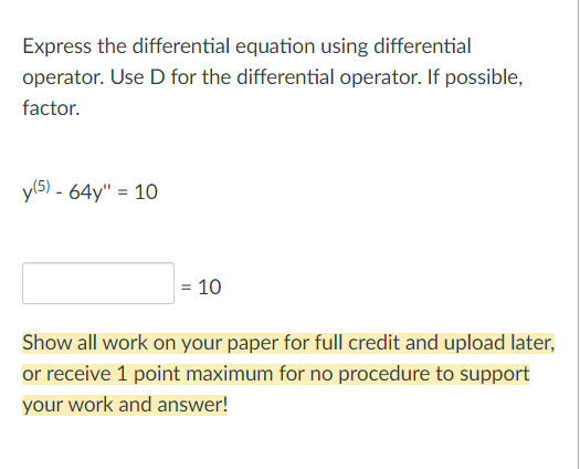 Solved Express the differential equation using differential | Chegg.com