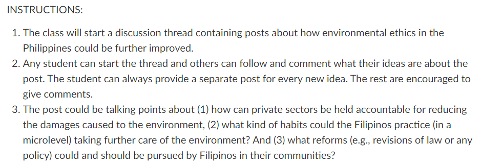 Solved INSTRUCTIONS: 1. The class will start a discussion | Chegg.com