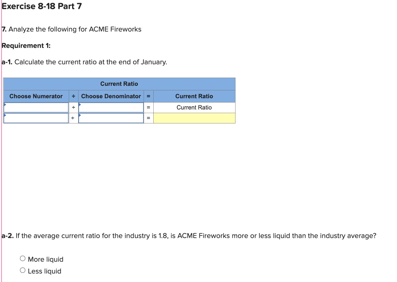 Required information Exercise 8-18 Complete the | Chegg.com