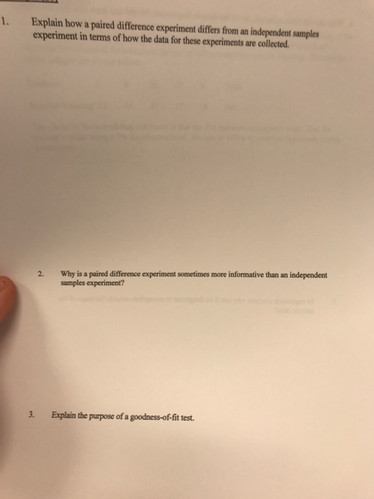 Solved Explain how a paired difference experiment differs | Chegg.com