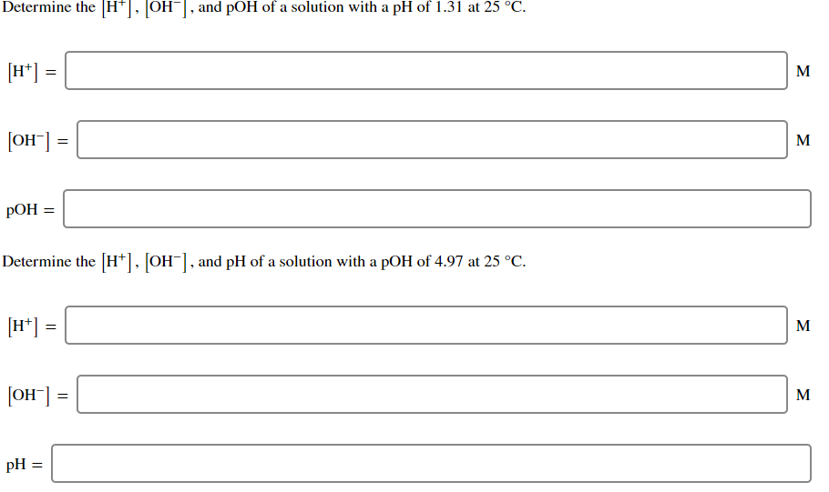 Solved Determine the OH , pH, and pOH of a solution with a | Chegg.com