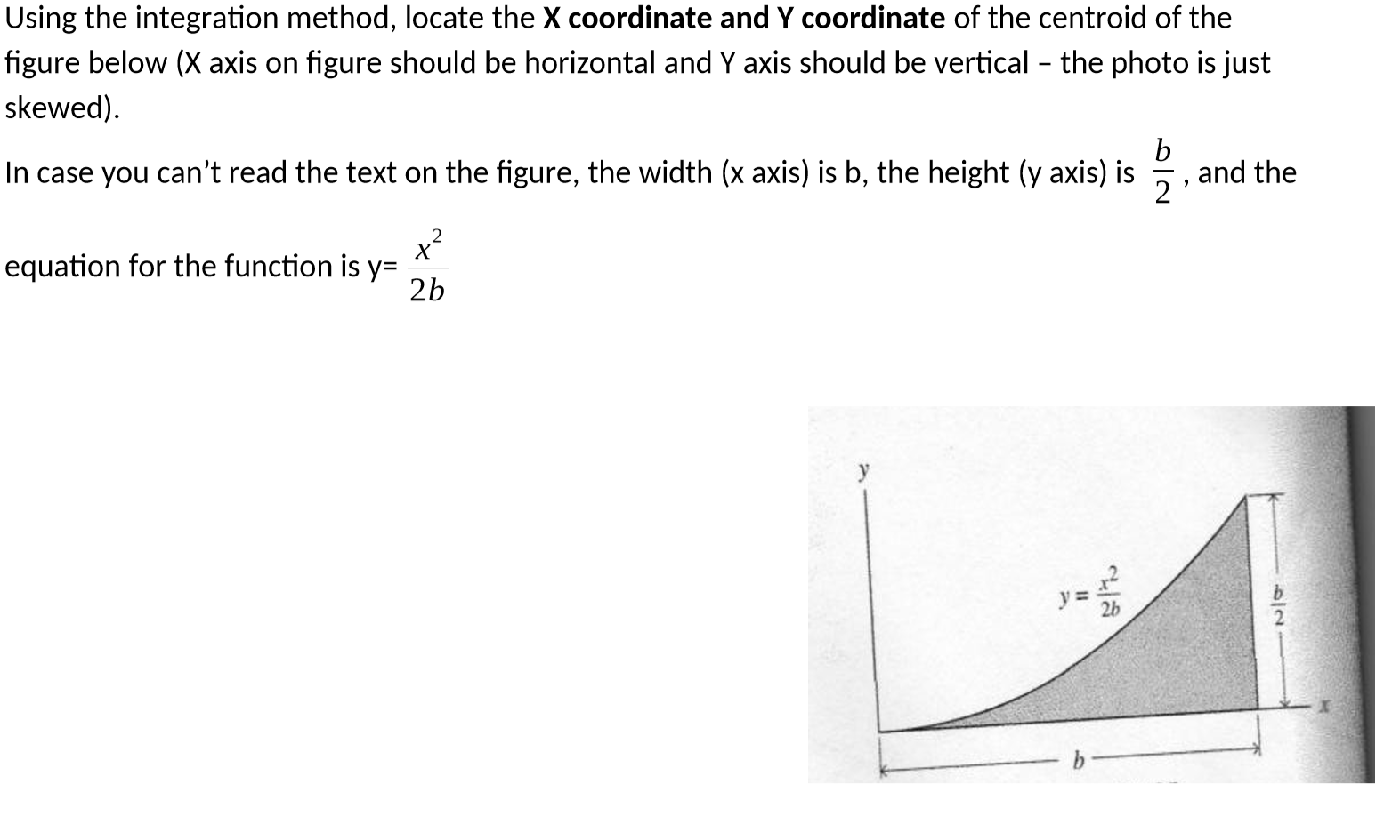 Solved Using the integration method, locate the X coordinate | Chegg.com