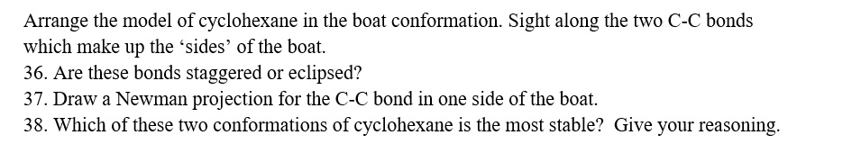 Solved Arrange the model of cyclohexane in the boat | Chegg.com