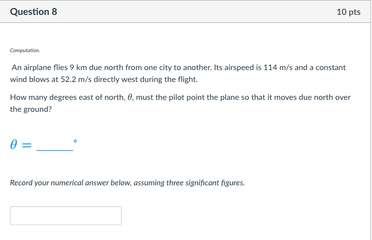 Solved Question 8 10 pts Computation An airplane flies 9 km | Chegg.com
