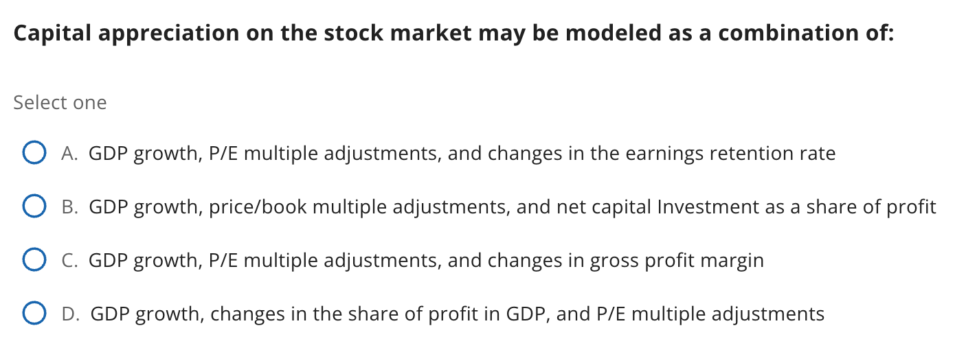 Solved Capital appreciation on the stock market may be | Chegg.com