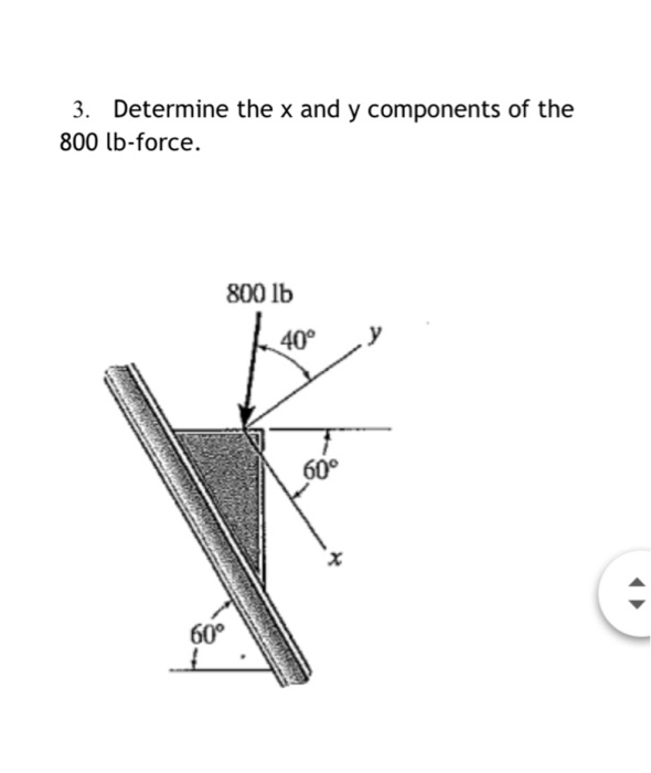 Solved 3. Determine the x and y components of the 800 | Chegg.com