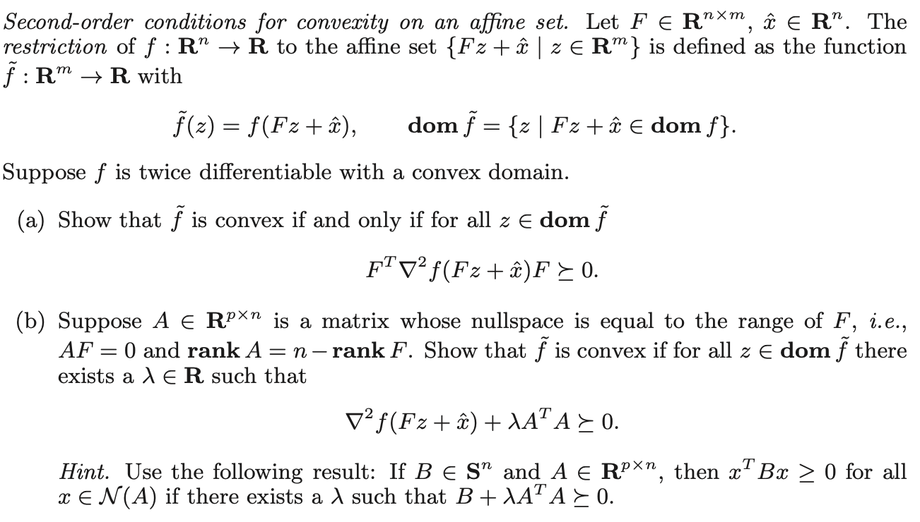 Second Order Conditions For Convexity On An Affine