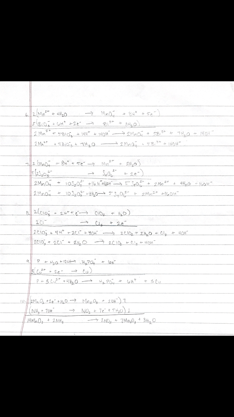 Solved Balance the following reactions in basic solution. 6. | Chegg.com
