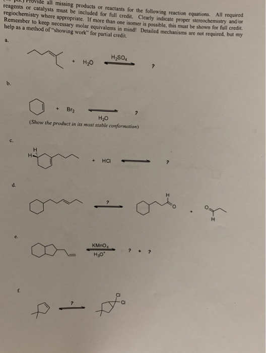 Solved DL.,) PROVide all missing products or reactants for | Chegg.com