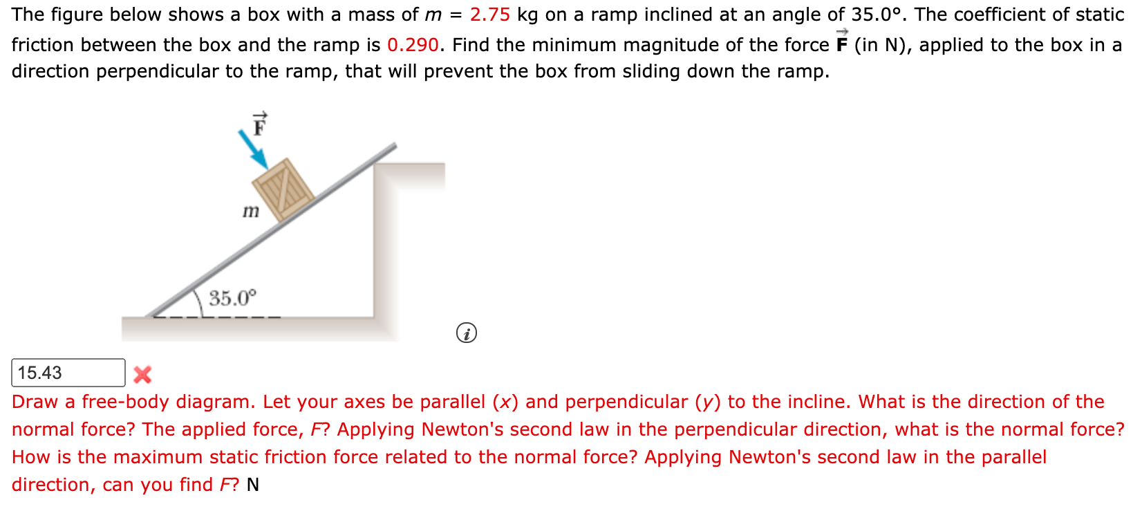 Solved The figure below shows a box with a mass of m = 2.75 | Chegg.com