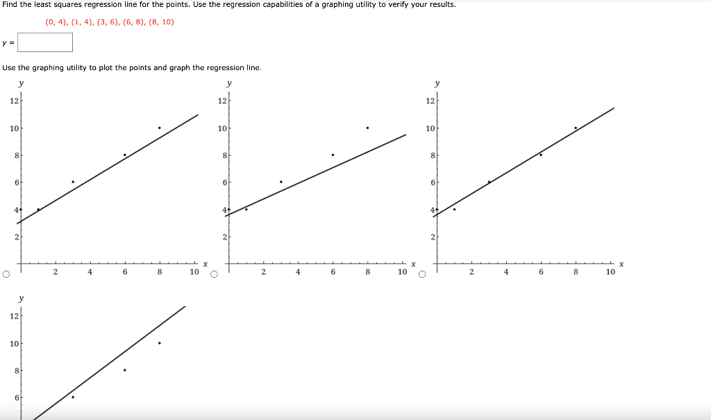 Solved Find the least squares regression line for the | Chegg.com