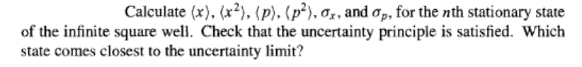Solved Calculate x , x2 , p , p2 ,σx, and σp, for the nth | Chegg.com