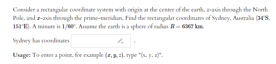 Solved Consider a rectangular coordinate system with origin | Chegg.com