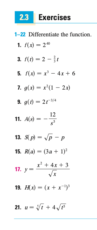 Solved 1-22 Differentiate the function. 1. f(x)=240 3. | Chegg.com