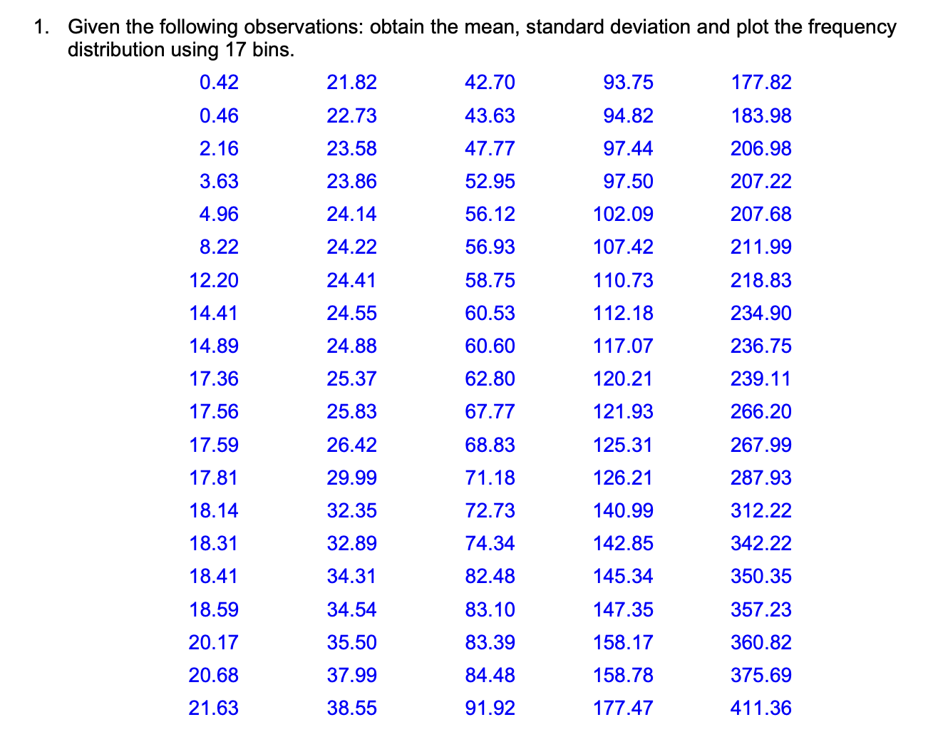Solved Given the following observations: obtain the mean, | Chegg.com