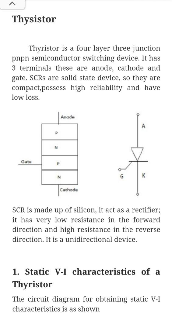 A typical SCR V-I characteristic is as shown below: | Chegg.com