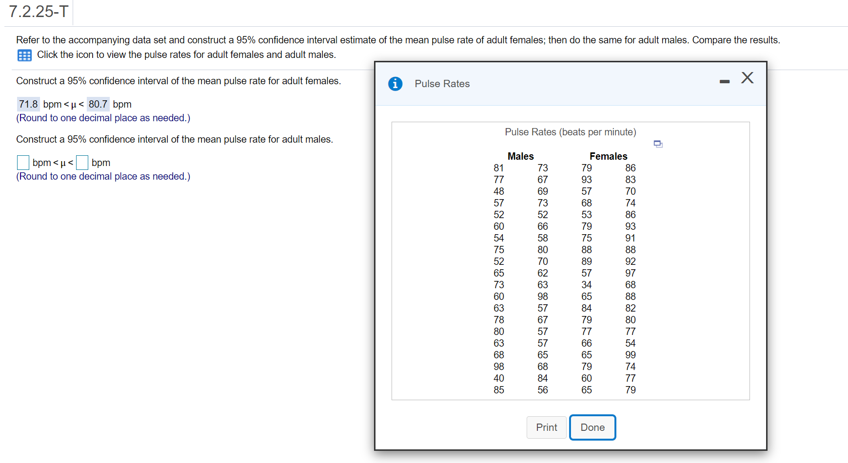 Solved 7.2.25-T Refer to the accompanying data set and | Chegg.com
