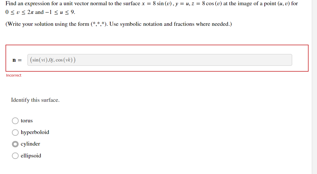 Solved Find an expression for a unit vector normal to the | Chegg.com