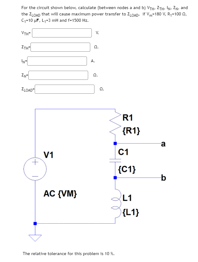 Solved For the circuit shown below, calculate (between nodes | Chegg.com
