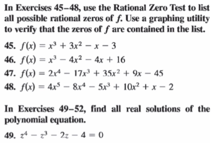 Solved In Exercises 45-48, use the Rational Zero Test to | Chegg.com