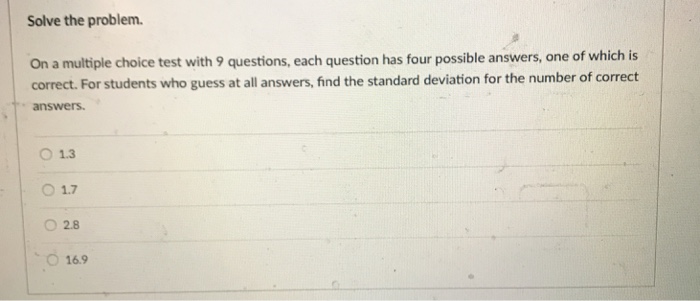 Solved Solve the problem. On a multiple choice test with 9 | Chegg.com