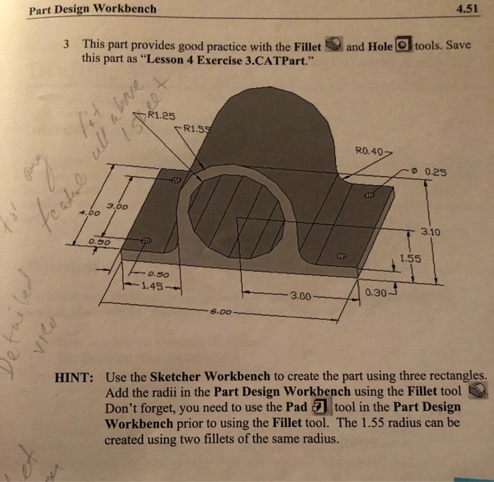 Solved 4.51 Part Design Workbench tools. Save 3 This part | Chegg.com
