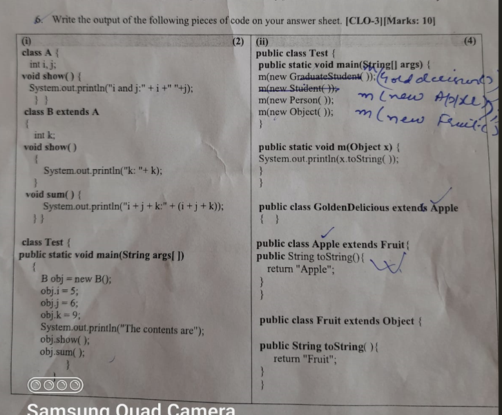 Solved (4) 6. Write the output of the following pieces of | Chegg.com