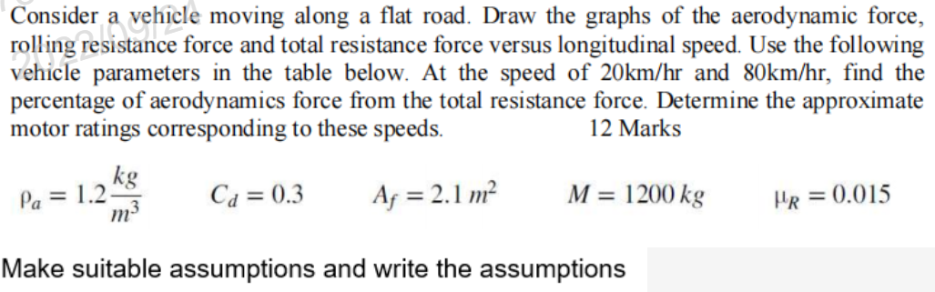 Solved Consider a vehicle moving along a flat road. Draw the | Chegg.com