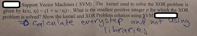 Support Vector Machines ( SVM). The kernel used to | Chegg.com