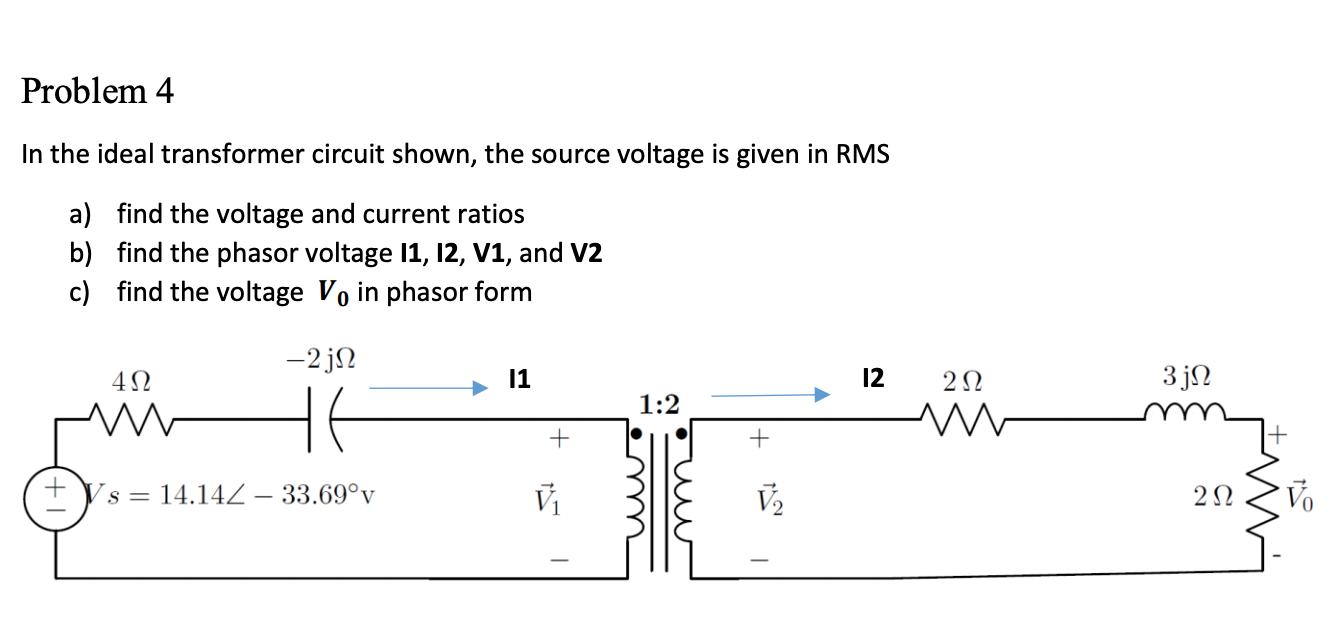Solved Problem 4 In the ideal transformer circuit shown, the | Chegg.com