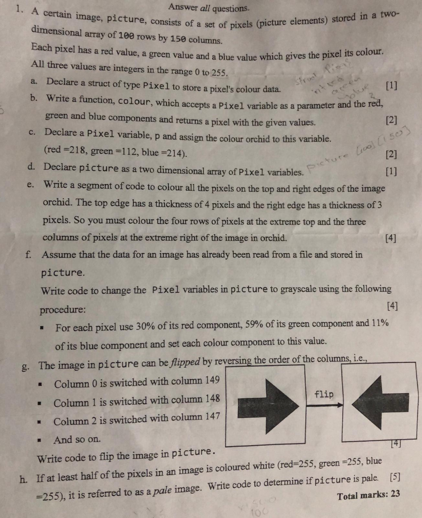 Solved 1. A certain image, picture, consists of a set of | Chegg.com