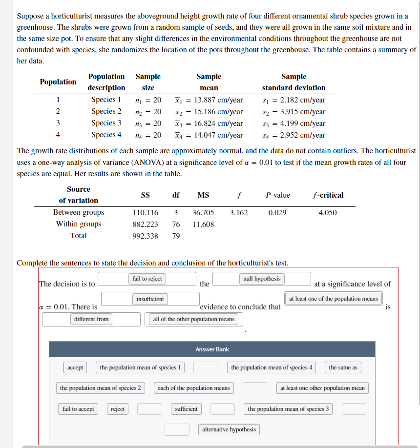 Solved Suppose a horticulturist measures the aboveground | Chegg.com