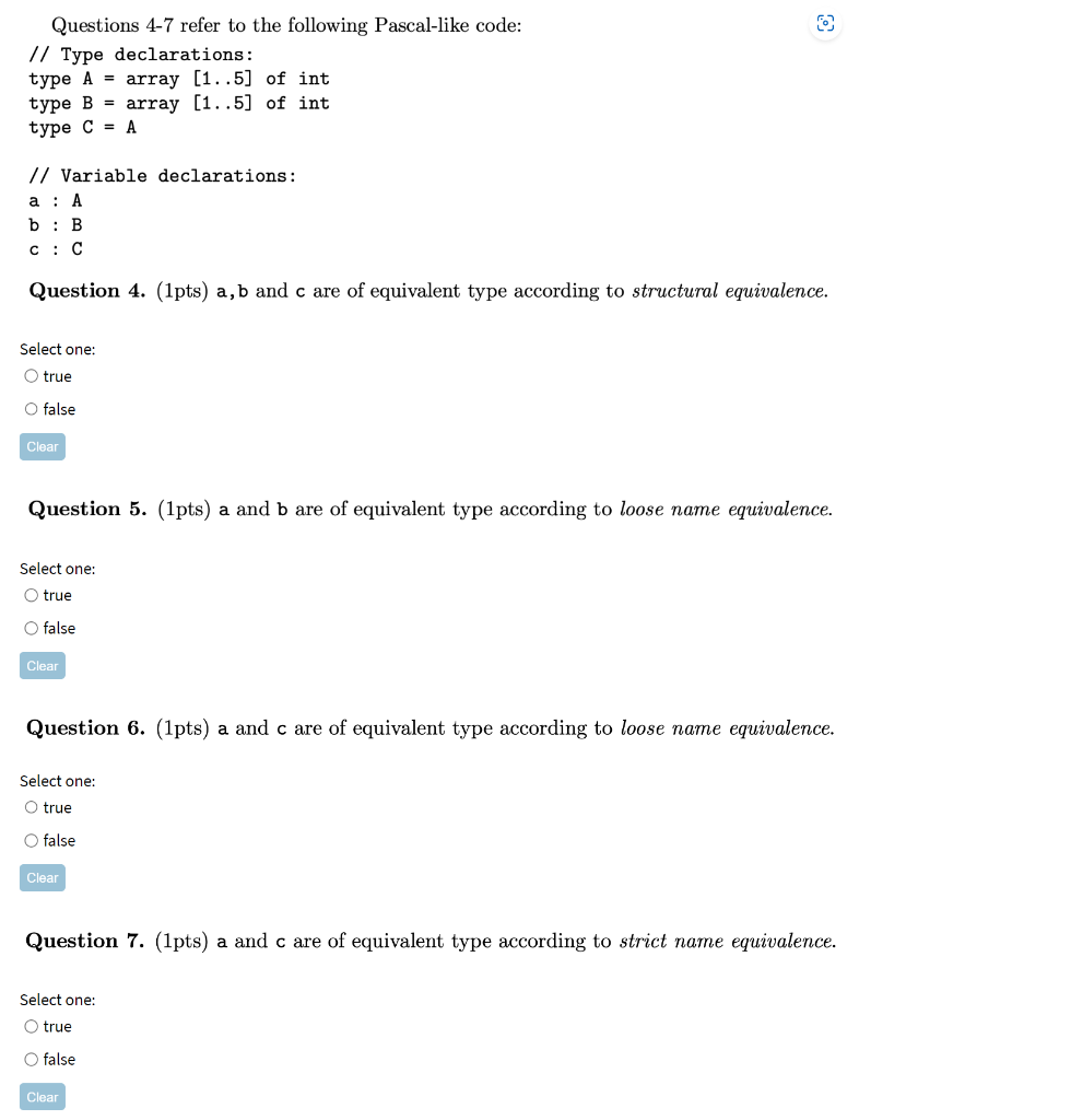 Solved Questions 4-7 refer to the following Pascal-like | Chegg.com